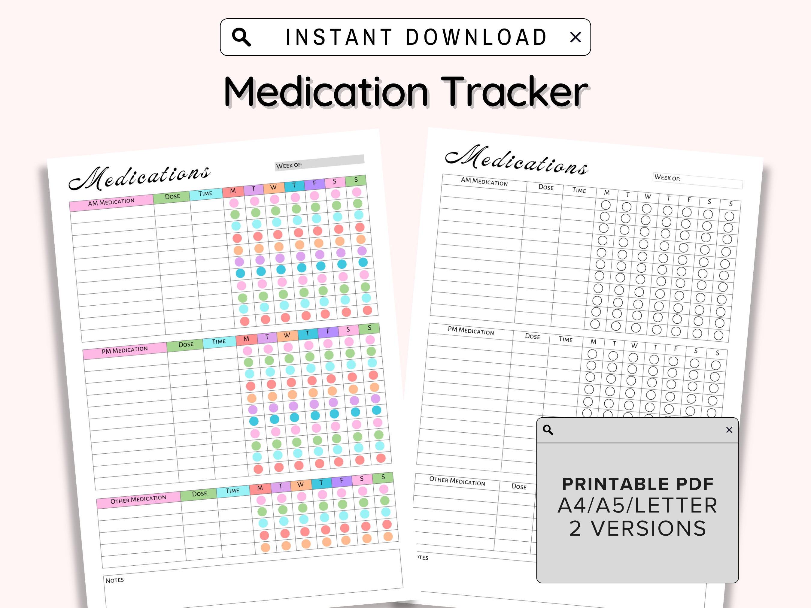 Medication Schedule Printable, Minimalist Easy Medicine Chart, Weekly ...