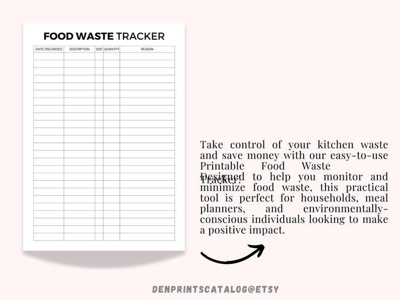 Printable Food Waste Tracker Fillable Print and Write PDF Digital ...