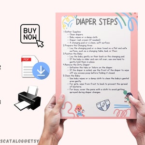 Diaper Changing Steps, Daycare Printable Diapering & Pull-up Changing ...