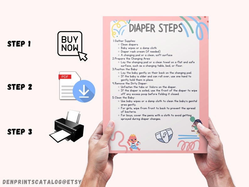 Diaper Changing Steps, Daycare Printable Diapering & Pull-up Changing ... Diaper Changing Steps, Daycare Printable Diapering & Pull-up Changing ...