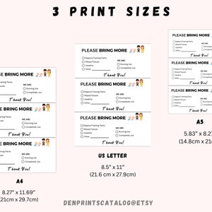 Please Bring More Supplies, Daycare Parent Notice Printable, Childcare ...