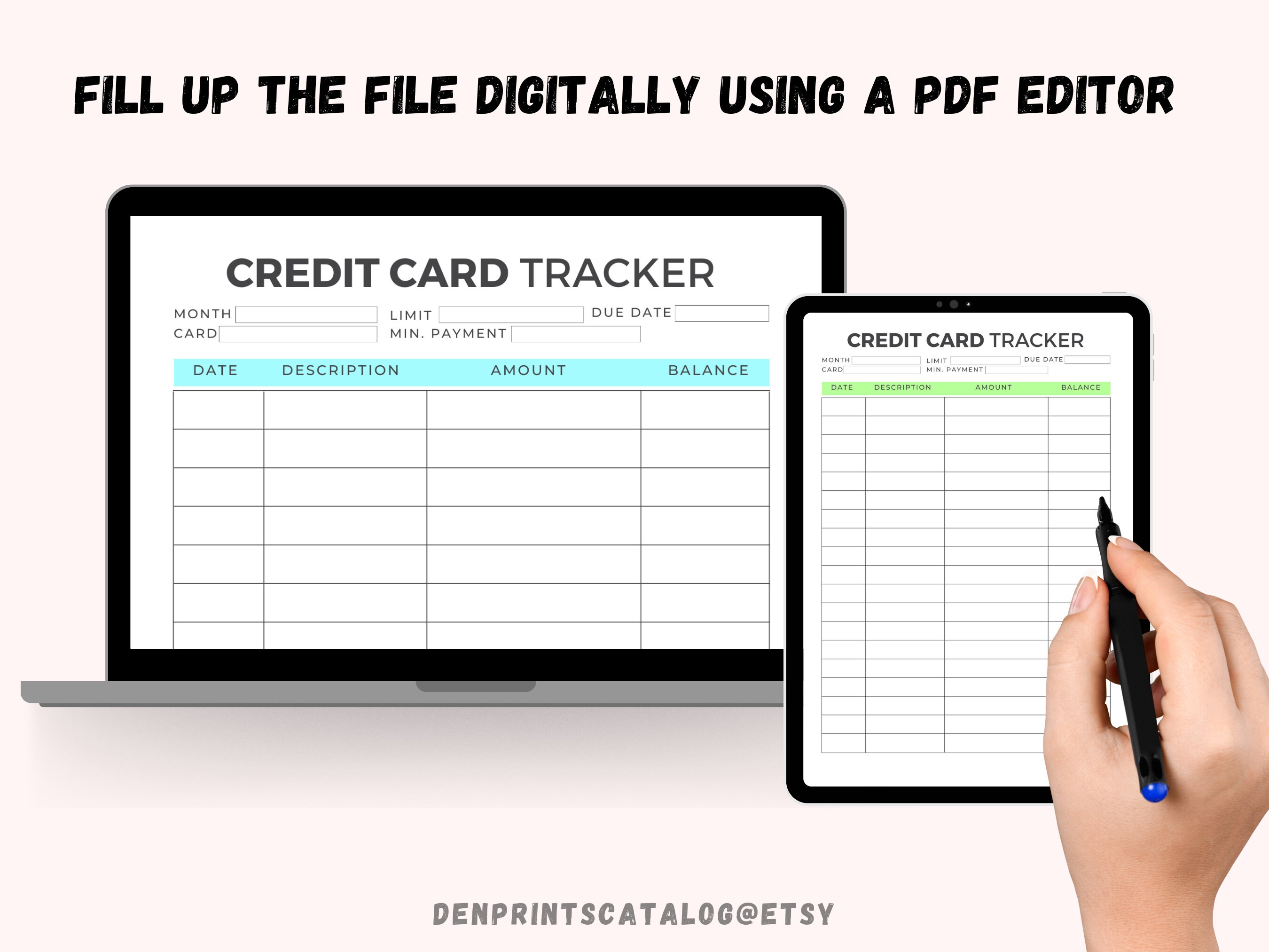 Credit Card Payment Tracker, Debt Payment Tracker Printable, Minimalist ...