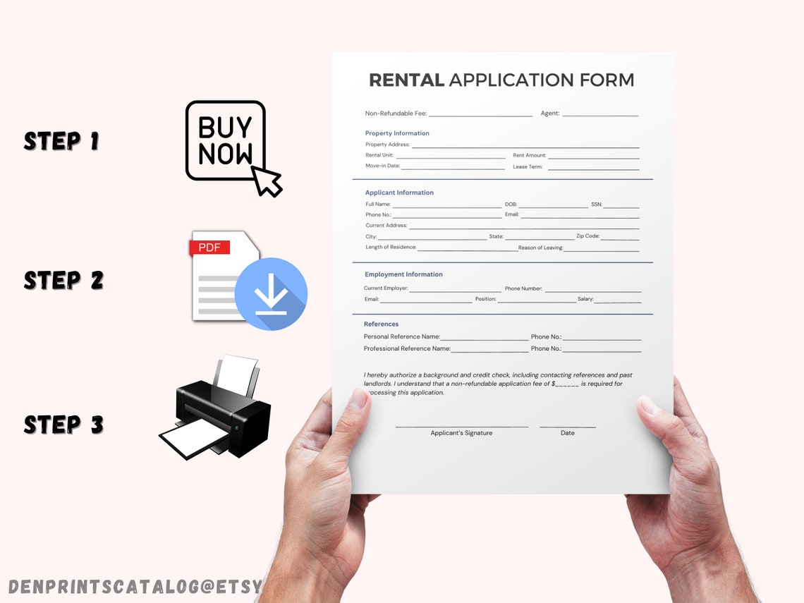 Rental Application Form Printable, Landlord Rental Application, Tenant Rental Application, Lease ...