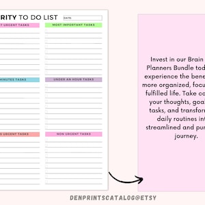 Brain Dump Template BUNDLE Printable, to Do List Editable, ADHD Daily ...