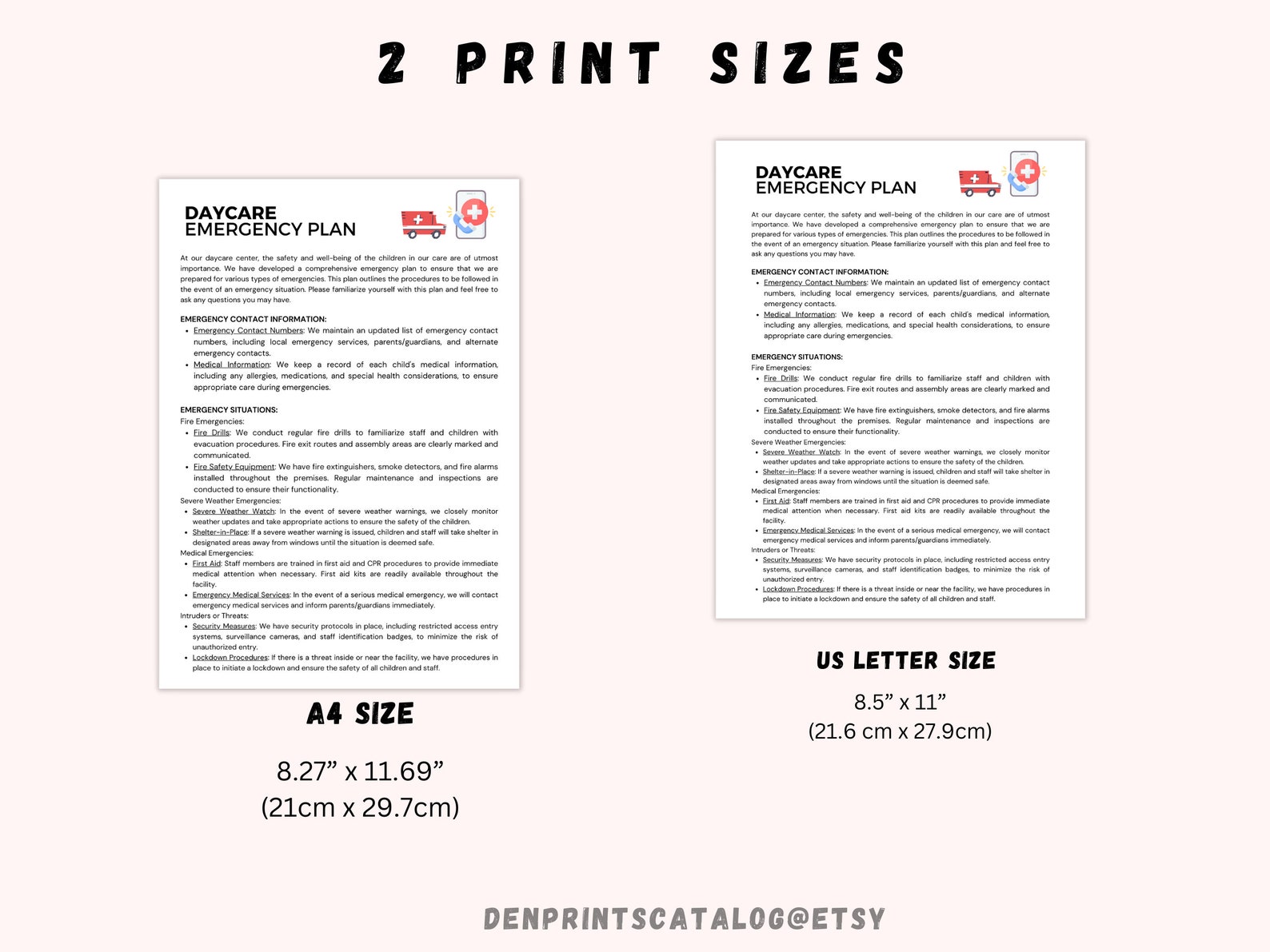 Daycare Emergency Plans, Childcare Center Printable Daycare Forms ...