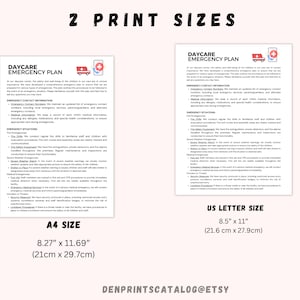 Daycare Emergency Plans, Childcare Center Printable Daycare Forms ...