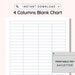 4 Blank Columns Chart Text Input Print and Write Printable Digital ...