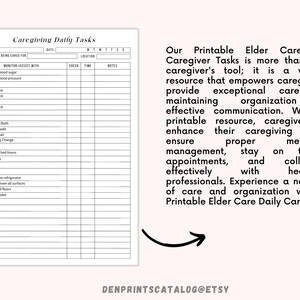 Caregiving Daily Tasks Log Printable, Elderly Care Caregiving Checklist ...