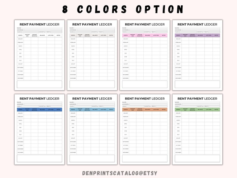 Rent Payment Ledger Printable, Tenant Payment Tracker, Rent Payment Log ...