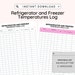 Printable Refrigerator and Freezer Temperatures Log, Cold Food Holding ...