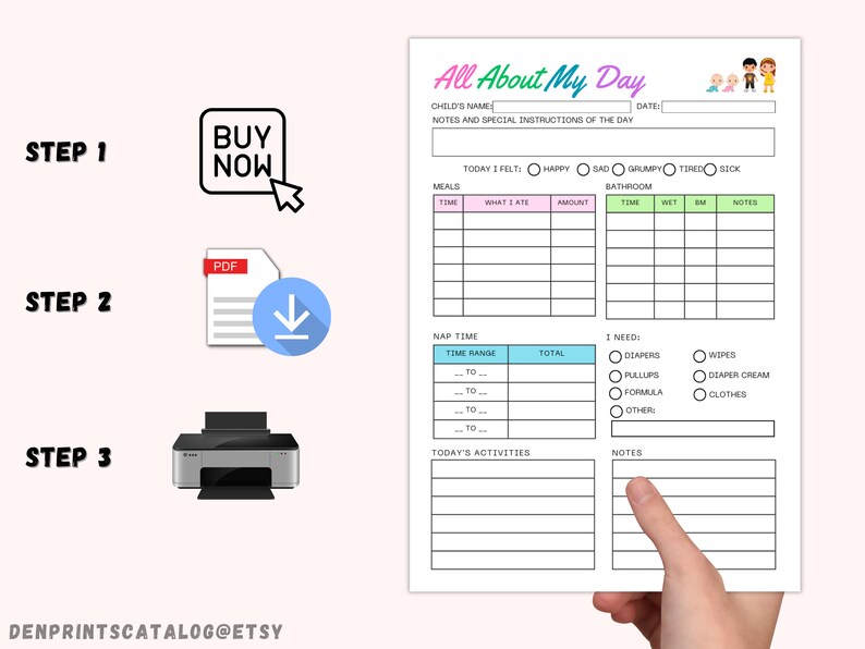 Daycare Report Mail Printable, Day Care Report, Toddler Daily Log ...