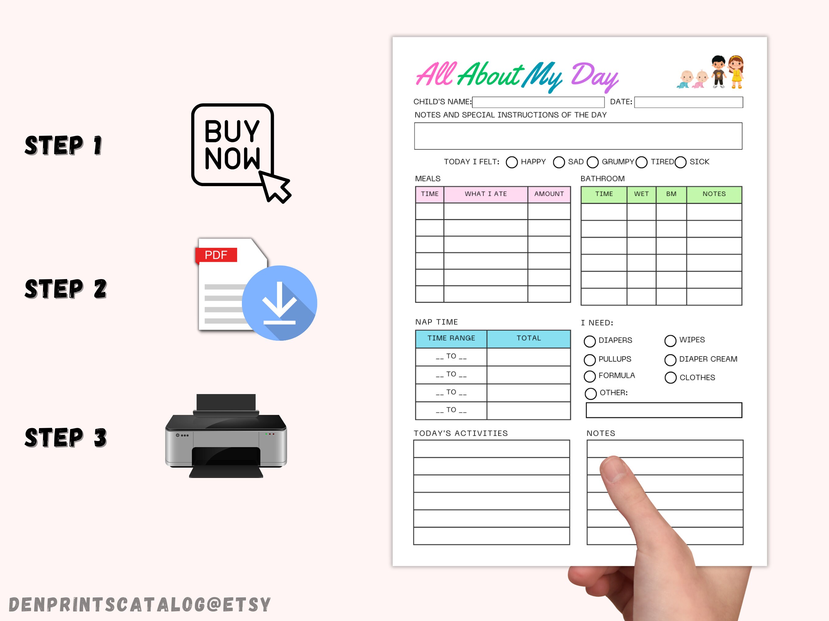 Daycare Report Mail Printable, Day Care Report, Toddler Daily Log ...