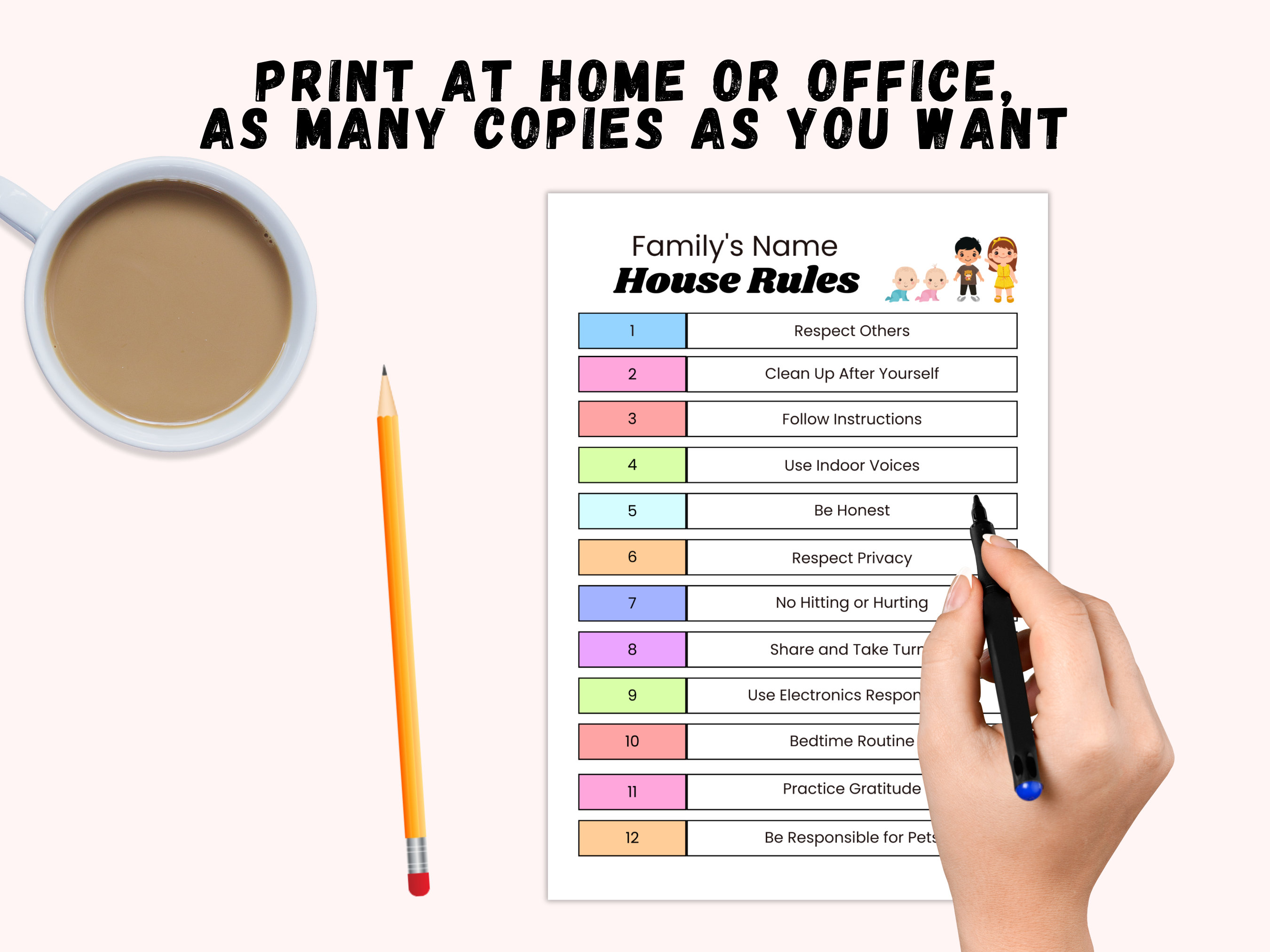 House Rules for Kids Printable, Family House Rules, Family Rules, Home ...