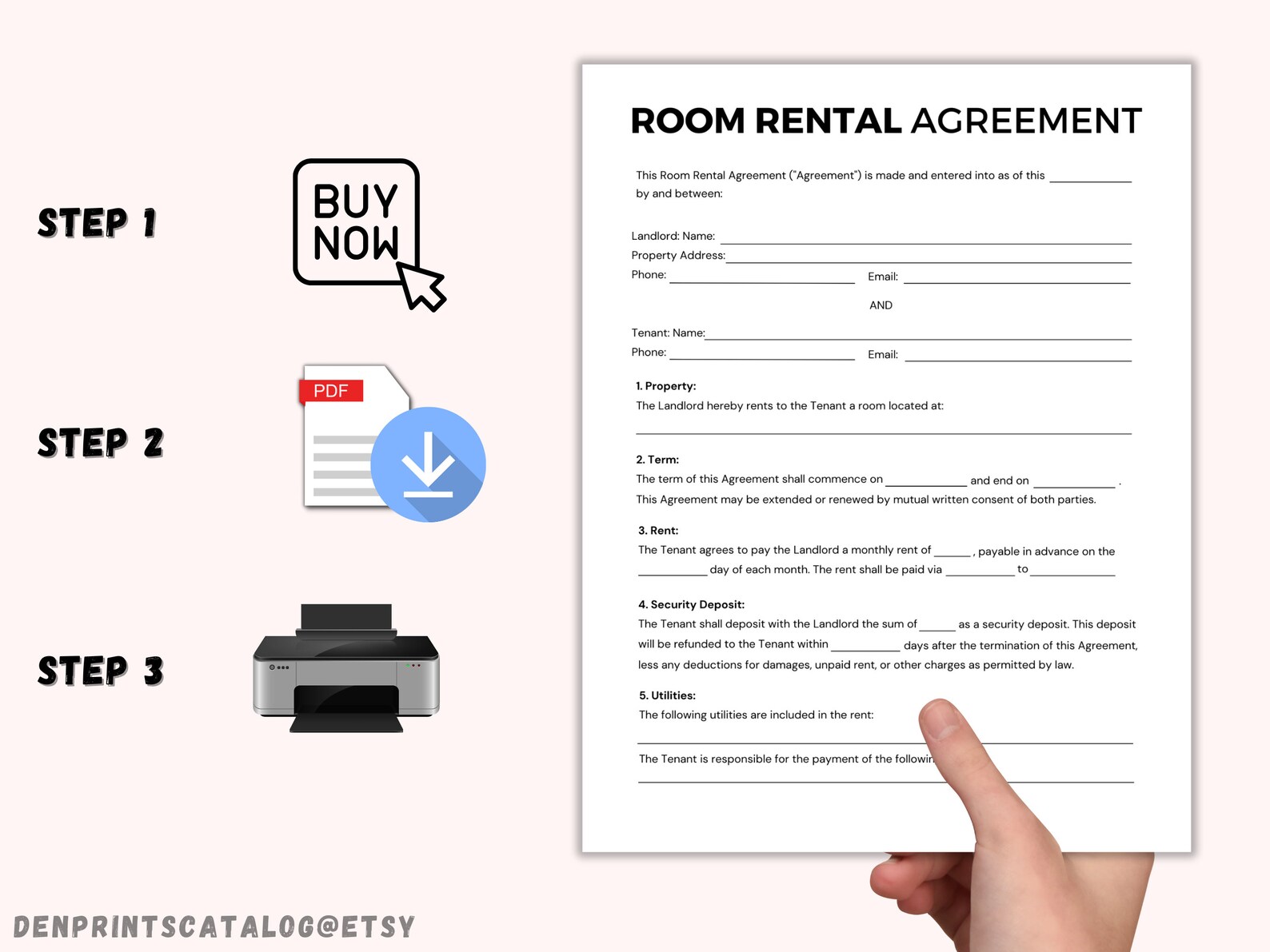 Fillable PDF Room Rental Agreement Printable Template Editable in Canva ...