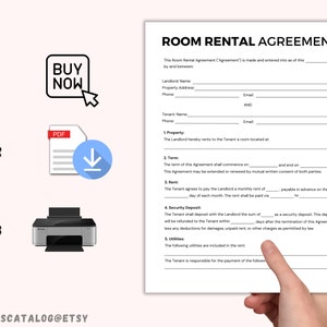 Fillable PDF Room Rental Agreement Printable Template Editable in Canva ...