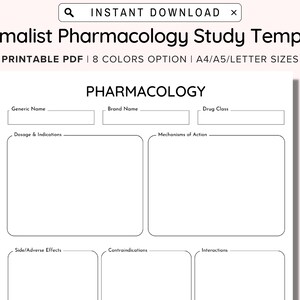 Pharmacology Nursing Template, Nursing Student Printable, Pharmacology ...