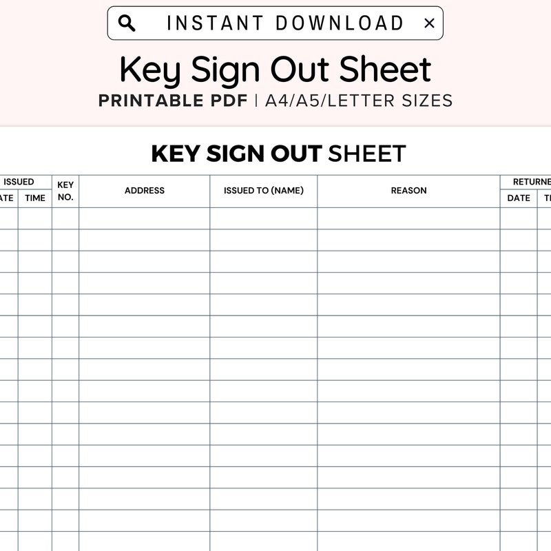 Key Log Template - Etsy