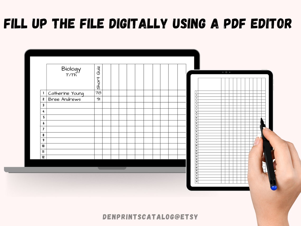 Printable Class Record, Grade Sheet, Class Gradebook, Teacher Gradebook ...
