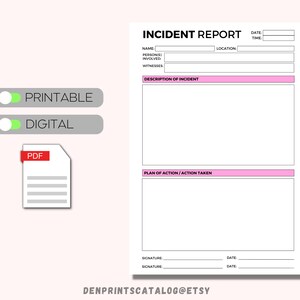 Incident Report Printable, Incident Log, Accident Reporting, Incident ...