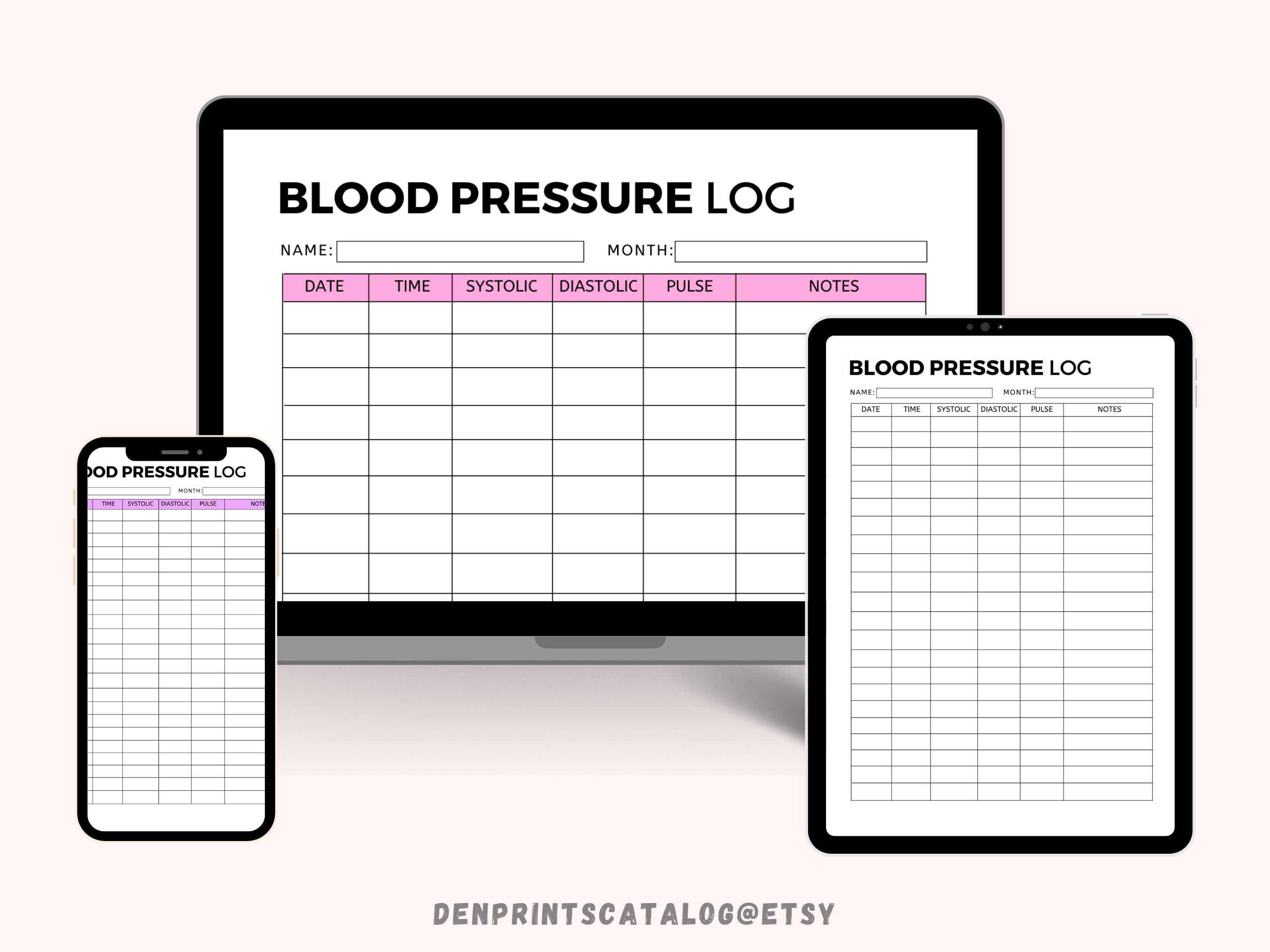 Blood Pressure Log Book Printable, High Blood Pressure Tracker ...