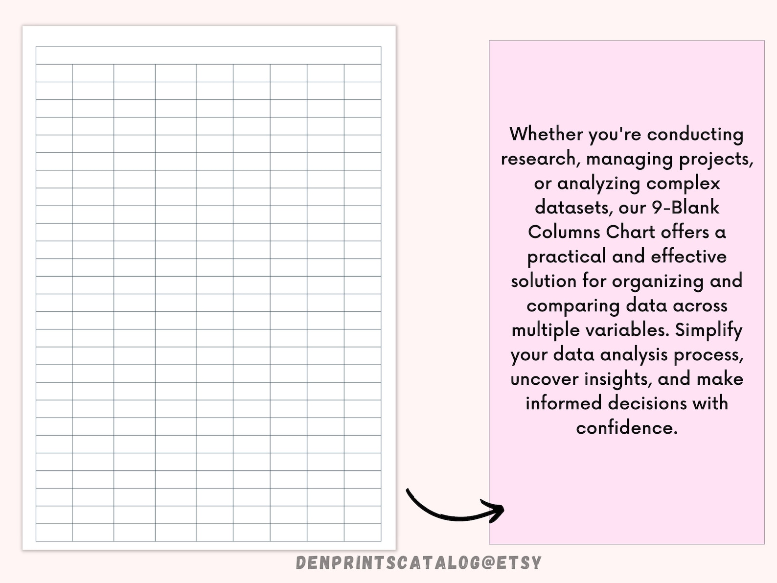 9 Blank Columns Chart Text Input Print and Write PDF Digital Download ...