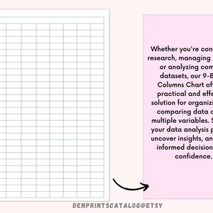 9 Blank Columns Chart Text Input Print and Write PDF Digital Download ...