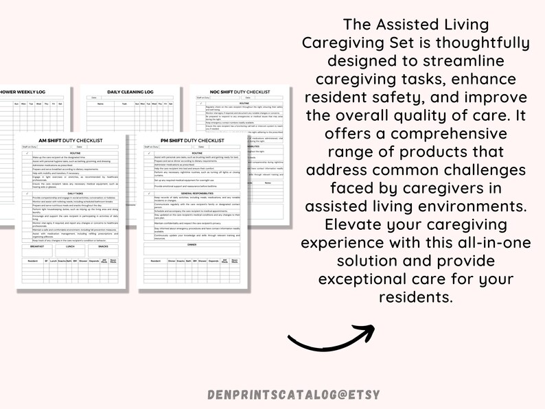 Assisted Living Caregiving Set Printable, Cleaning Schedule Editable ...