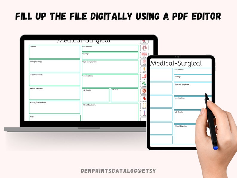 Med Surg Study Template Printable, Pathophysiology Template, Medical ...