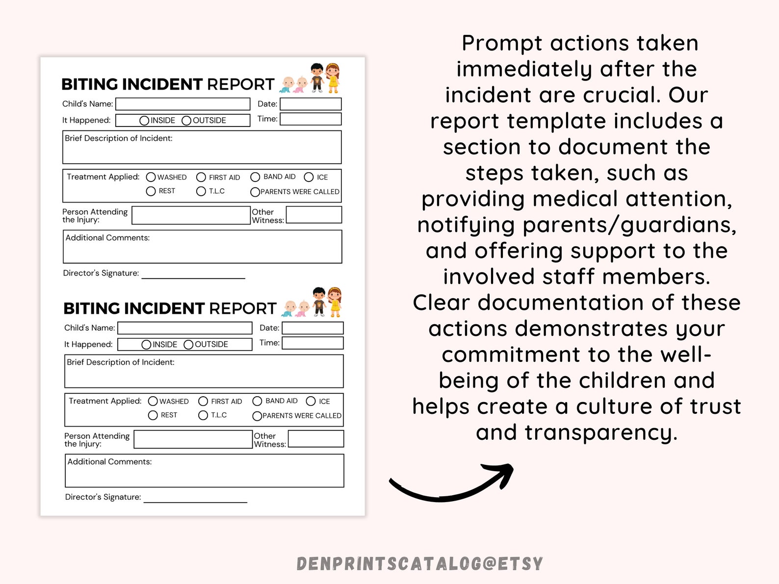 Biting Incident Report, Daycare Printable Child Incident Report ...