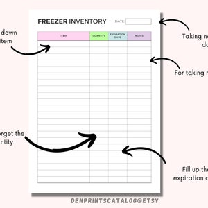 Printable Kitchen Inventory, Pantry, Fridge and Freezer Inventory ...