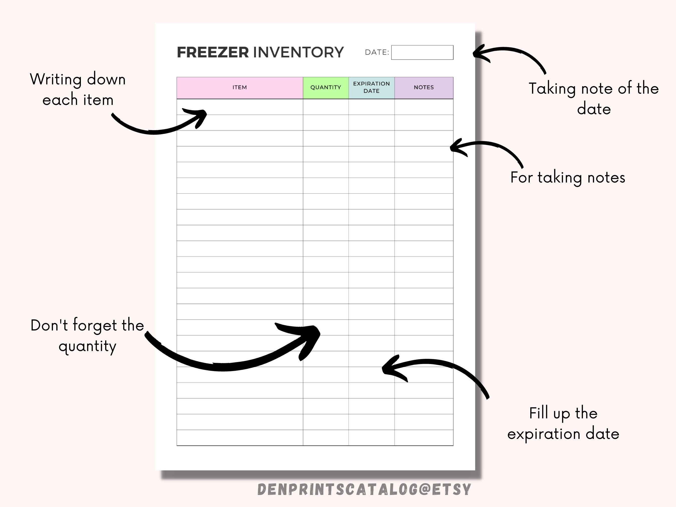 Printable Kitchen Inventory, Pantry, Fridge and Freezer Inventory ...