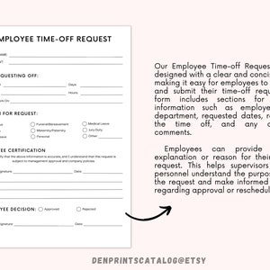 Daycare Time-off Form Printable, Editable Employee Time off Request ...