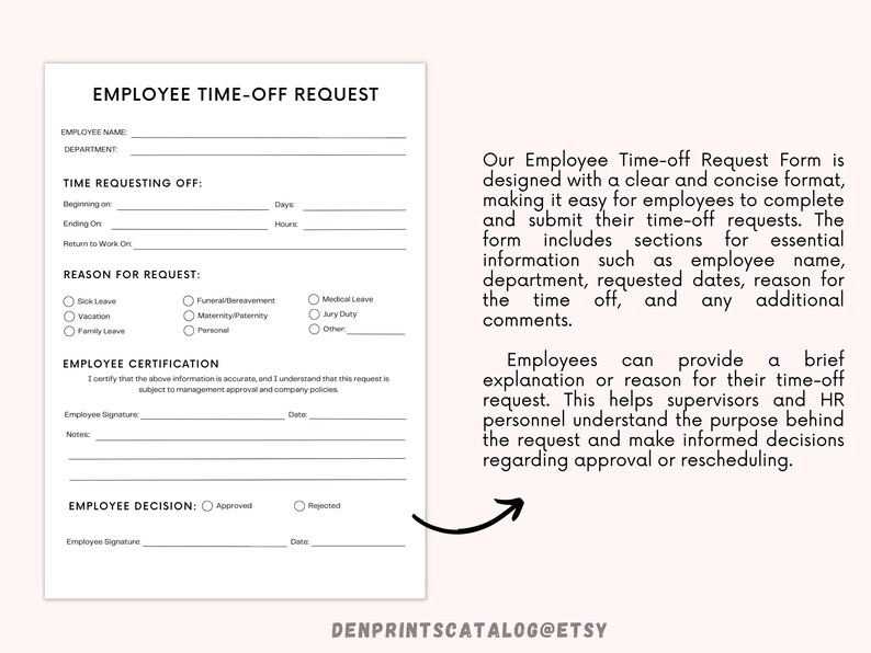 Daycare Time-off Form Printable, Editable Employee Time off Request ...