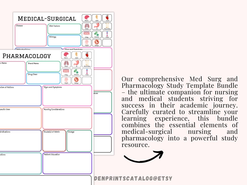 Nursing School Medical Surgical Template, Printable Pharmacology Guide ...