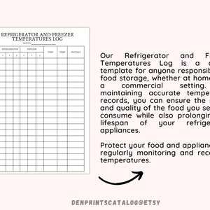 Printable Refrigerator and Freezer Temperatures Log, Print and Write ...