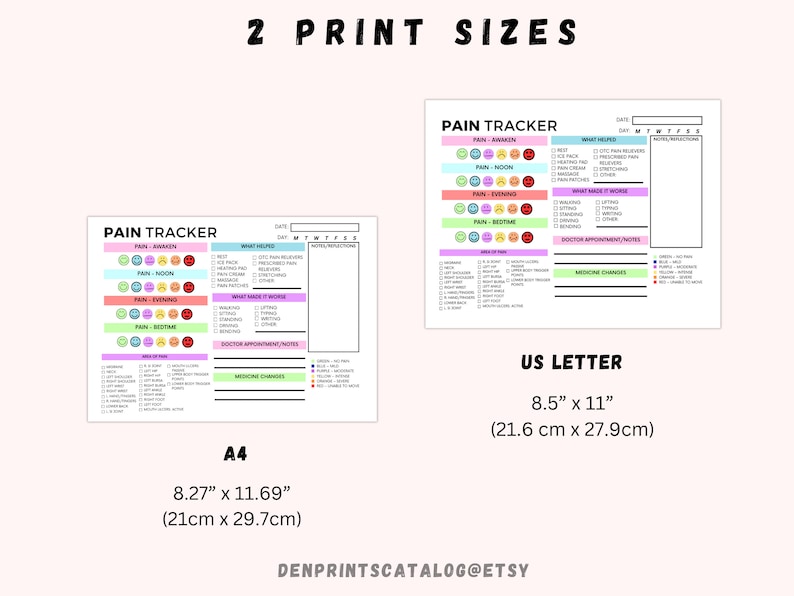 Daily Pain Tracker and Journal Printable, Chronic Pain Management, Pain ...