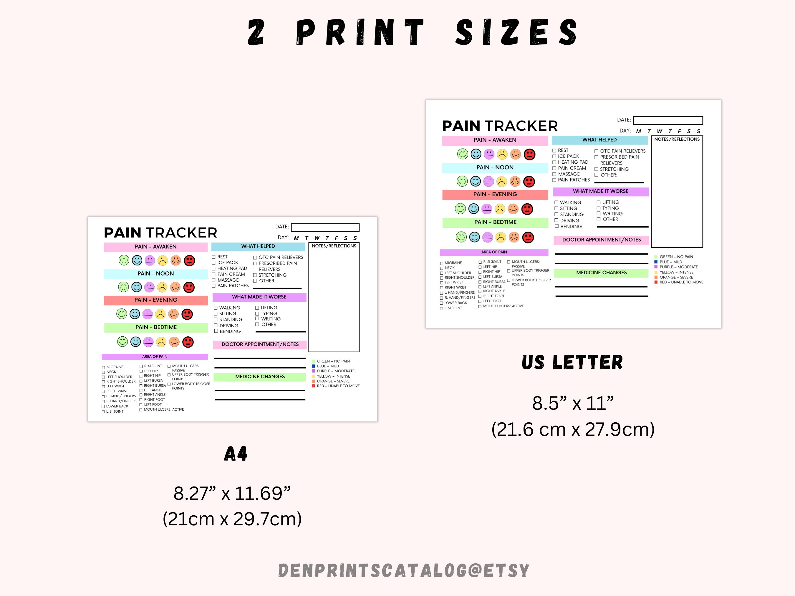 Daily Pain Tracker and Journal Printable, Chronic Pain Management, Pain ...