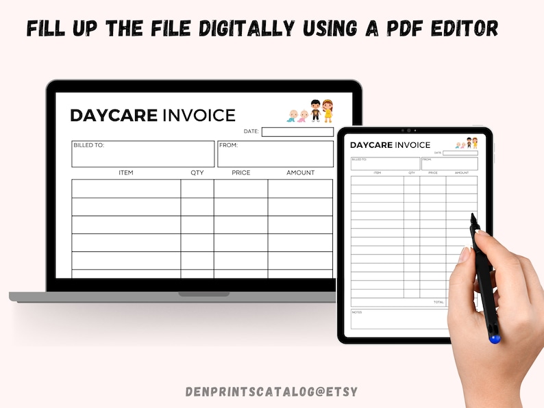 Daycare Invoice Printable, Childcare Invoice, Editable Invoice for ...