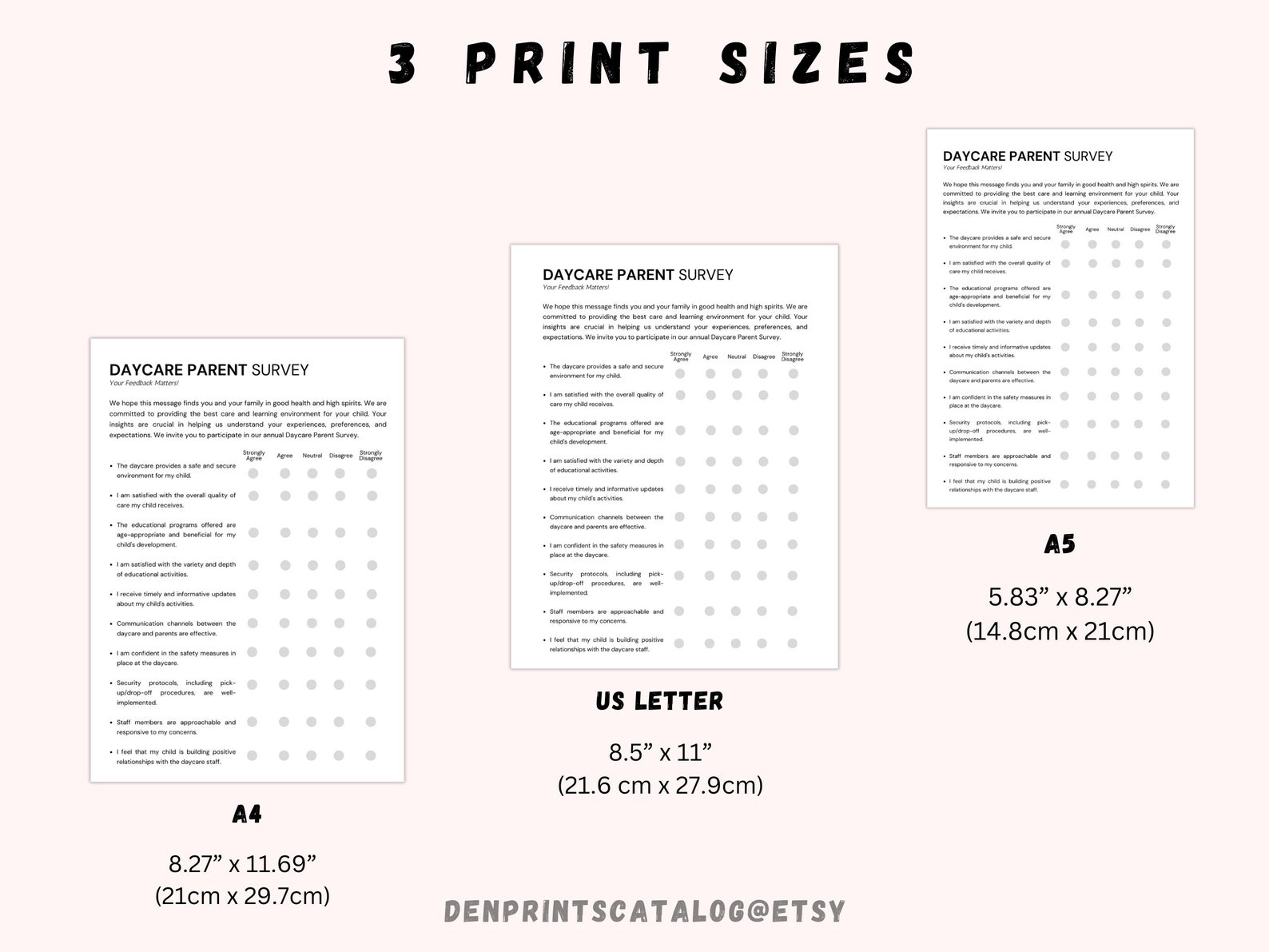 Editable DAYCARE PARENT SURVEY, Childcare Center Printable Parent ...