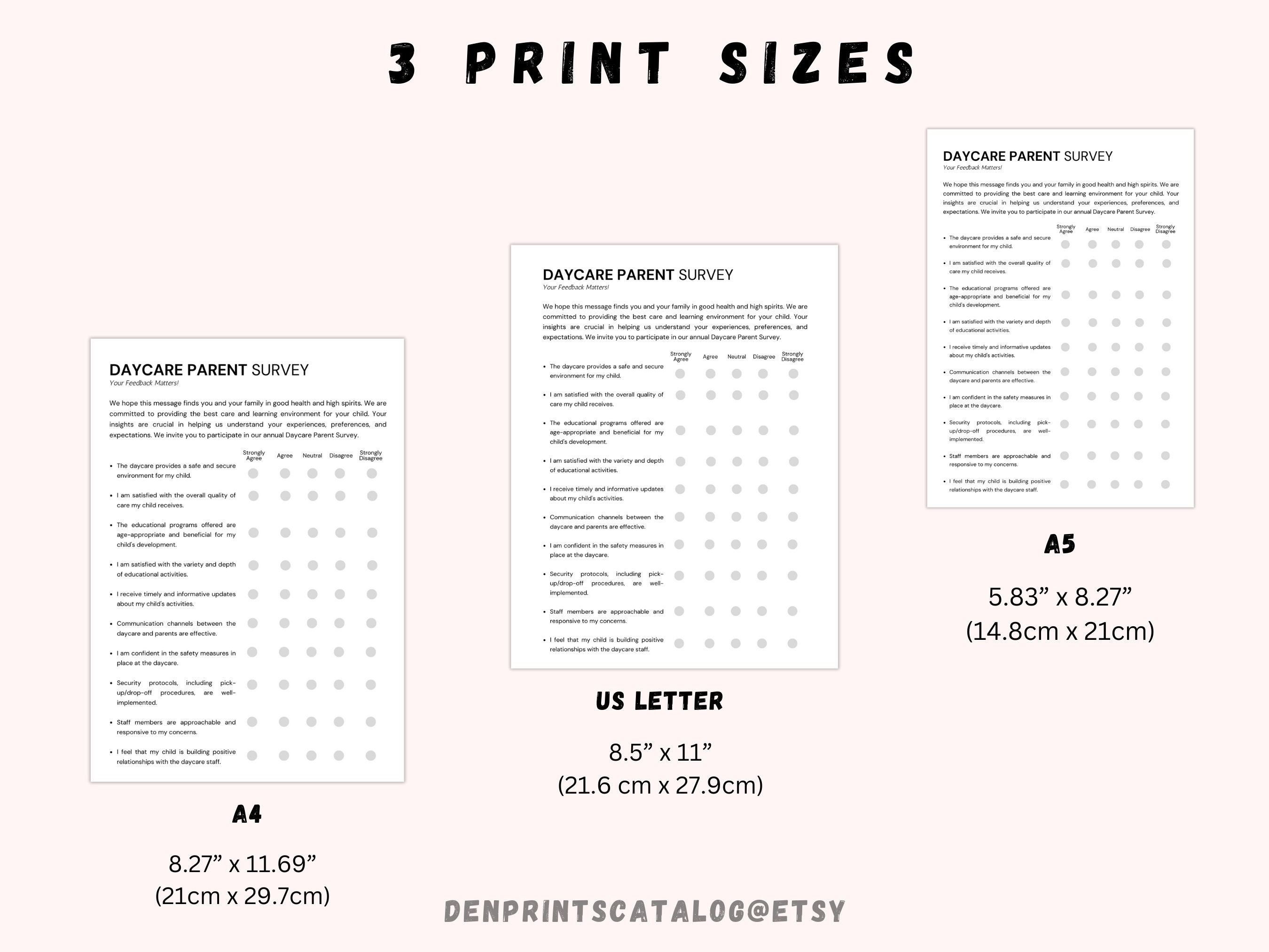Editable DAYCARE PARENT SURVEY, Childcare Center Printable Parent ...