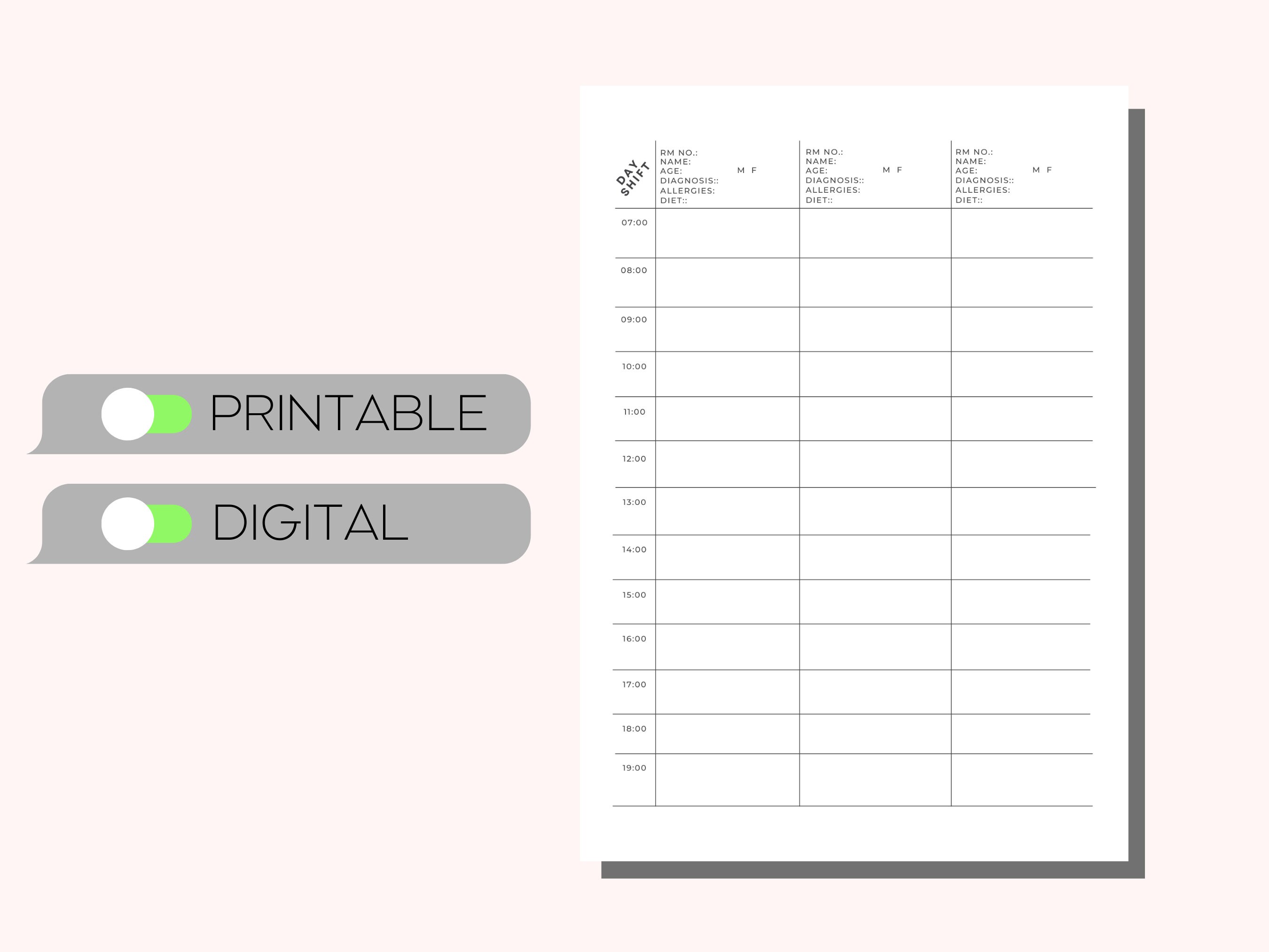 Medication Schedule - Three Patients, Nursing Notes, Nurse to Do Day ...