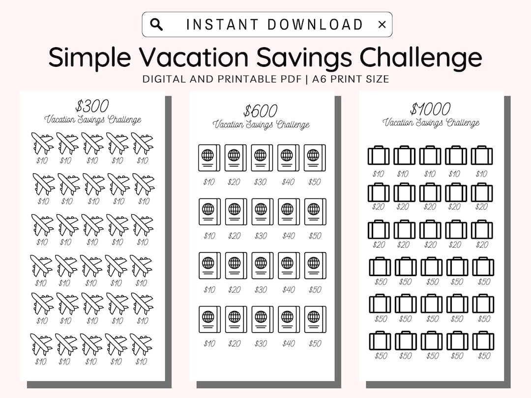 Vacation Savings Challenge Printable, Savings Tracker for Your Next ...