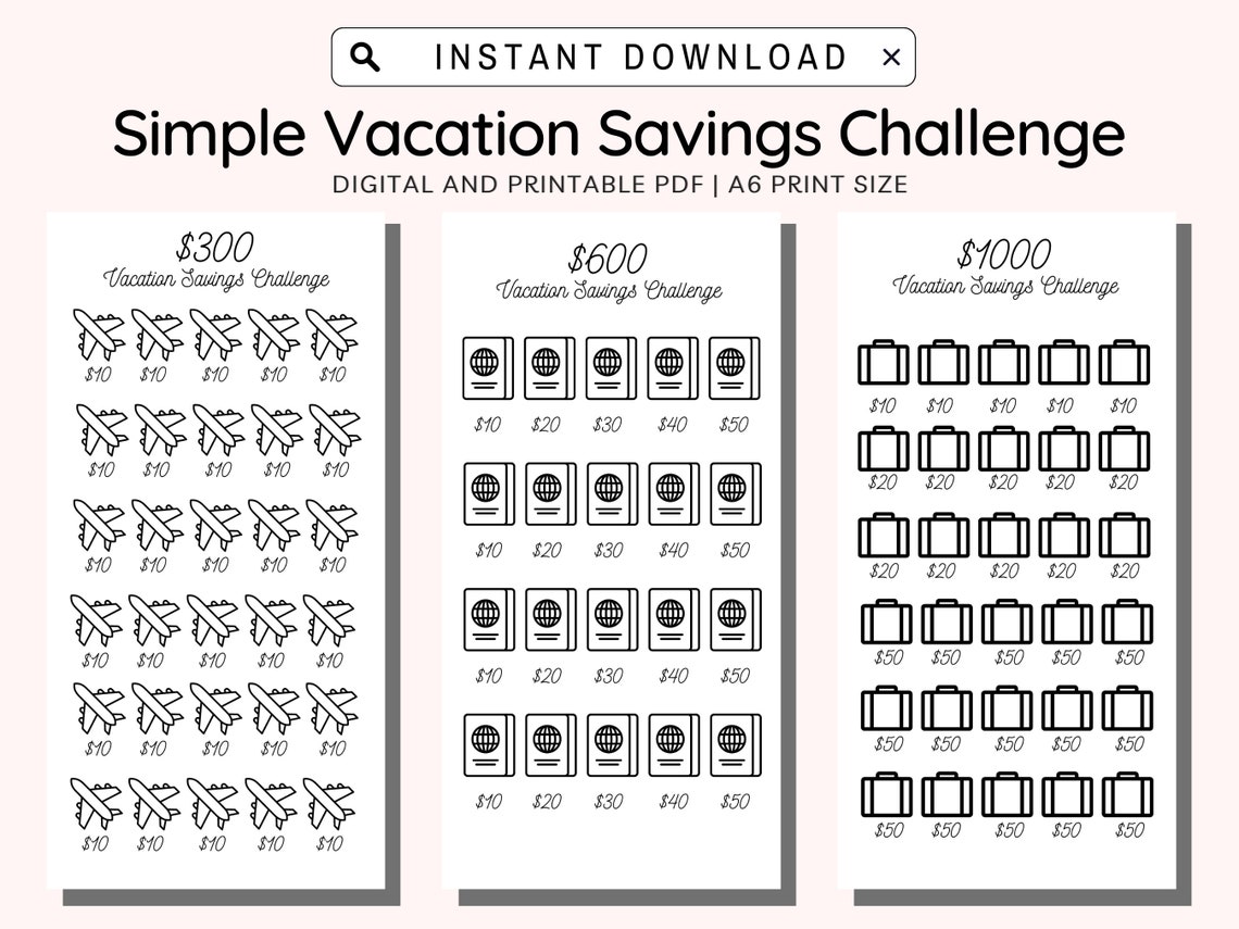 Vacation Savings Challenge Printable, Savings Tracker for Your Next ...