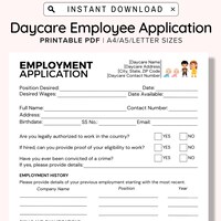 Daycare Employee Forms and Handbook/ Childcare Personnel Policies and ...