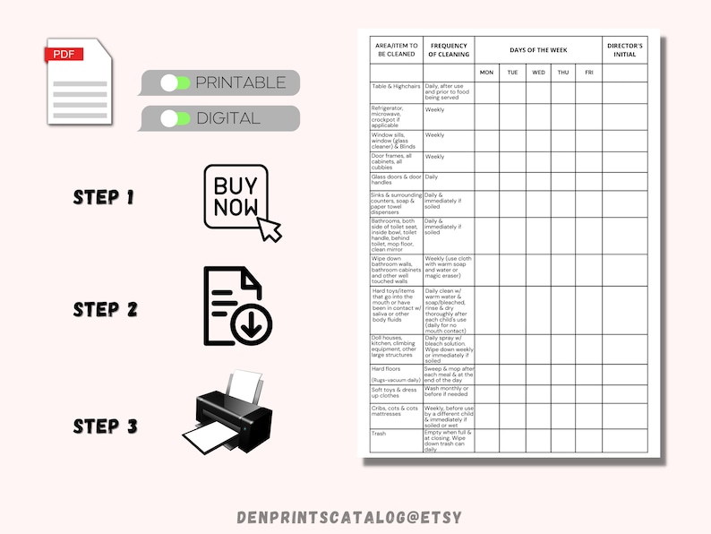 Daycare Cleaning Checklist, Childcare Cleaning Checklist, Daycare ...