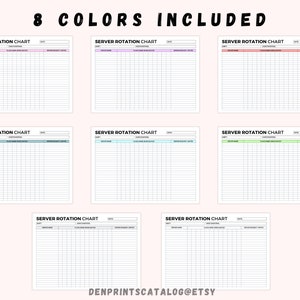 Printable Server Rotation Chart, Server Chart Board, Seating Chart ...