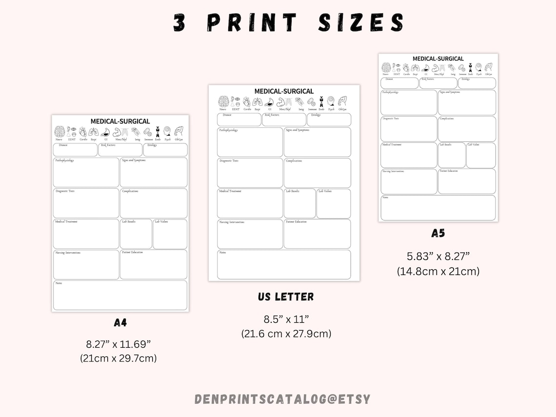 Nursing School Medical Surgical Template, Printable Pharmacology Guide ...