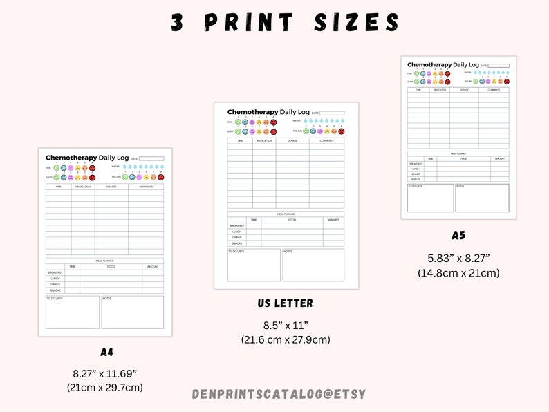 Printable Chemotherapy Symptom Log, Daily Chemo Tracker, Cancer ...
