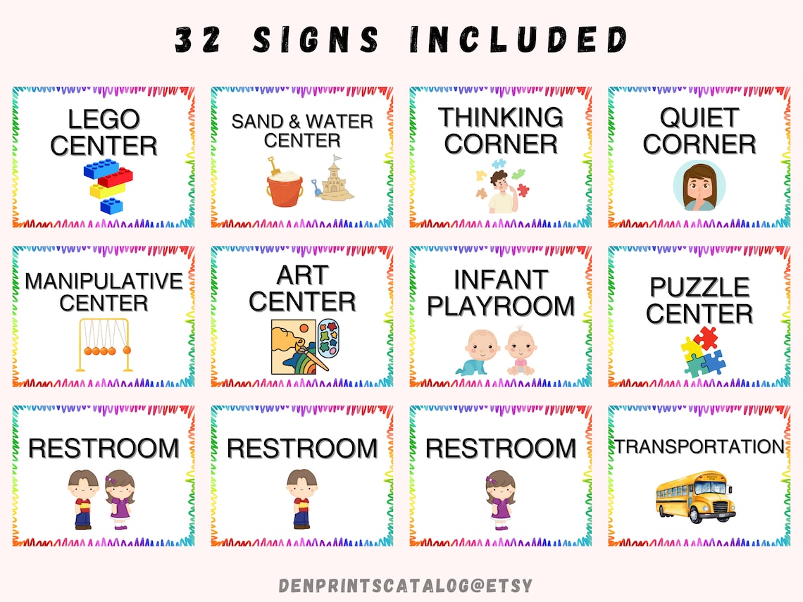 Complete Daycare Center Signs Printable, Childcare Signs for Preschool ...