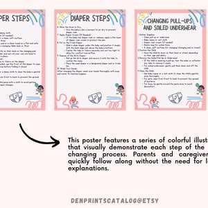 Diaper Changing Steps, Daycare Printable Diapering & Pull-up Changing ...
